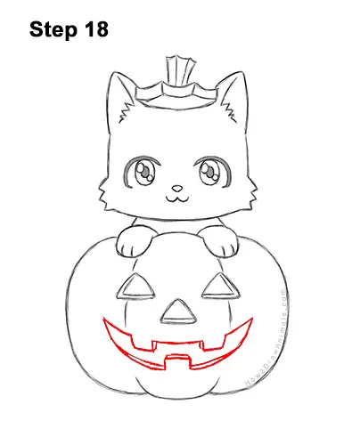 How to Draw a Cat in a Pumpkin (Halloween) VIDEO & Step-by-Step Pictures