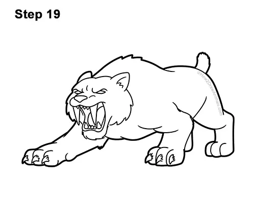 How to Draw a Smilodon (Cartoon) VIDEO & Step-by-Step Pictures